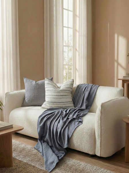 Greta Massive Throw 150x220cm - Grid | Steel Blue – Macey & Moore