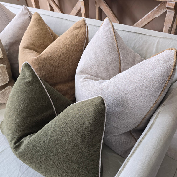 Hailey Linen Chenille Cushion 55cm Square - Bosc Pear with Natural Pip ...