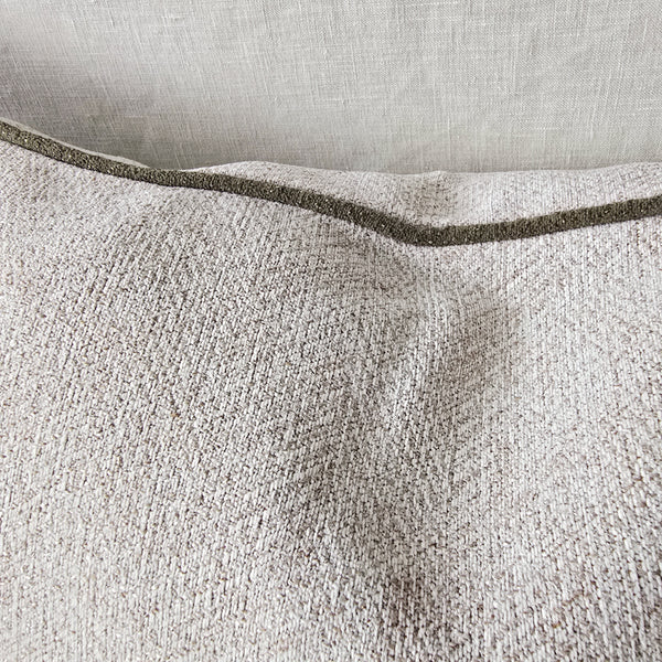 Hailey Linen Chenille Cushion 40x60cm Lumbar - Natural with Moss Green ...