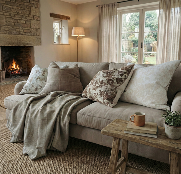 Greta Massive Throw 150x220cm - Grid | Warm Taupe – Macey & Moore